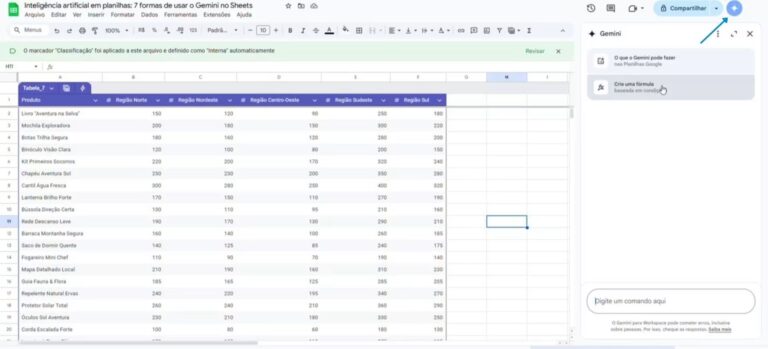 Inteligência artificial em Planilhas: 7 formas de usar o Gemini