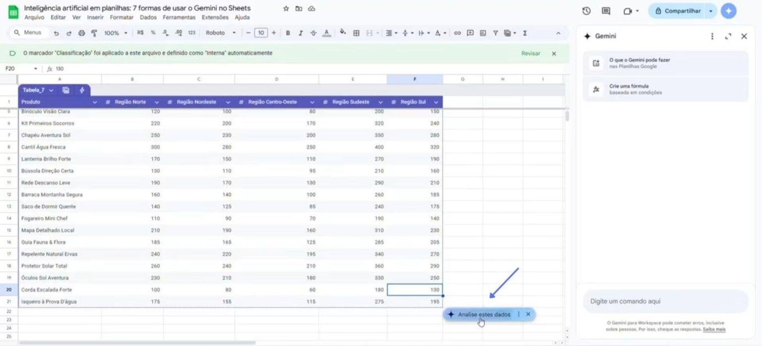 Inteligência artificial em Planilhas: 7 formas de usar o Gemini